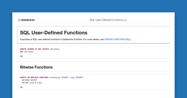 Introducing SQL User-Defined Functions | Databricks Blog Introducing SQL User-Defined Functions | Databricks Blog